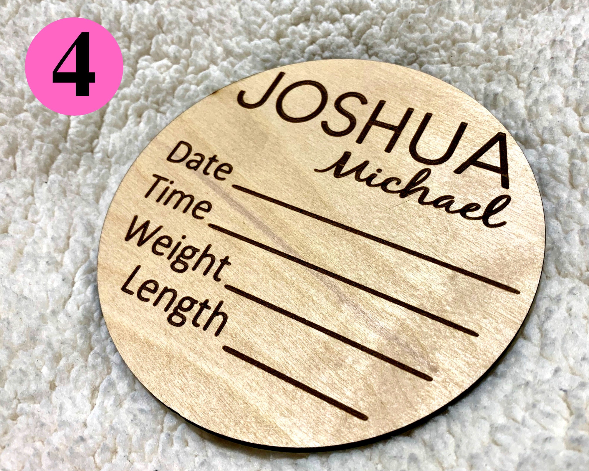 Newborn Baby Stats Sign, Birth Announcement Sign, Wooden Sign, Round ...