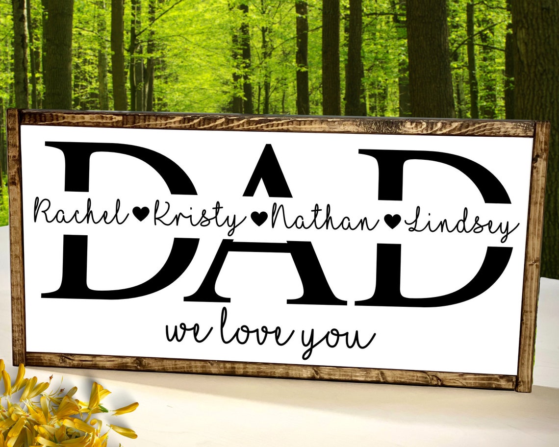 Personalized Fathers Day Gift Dad Sign With Kids Names - Etsy