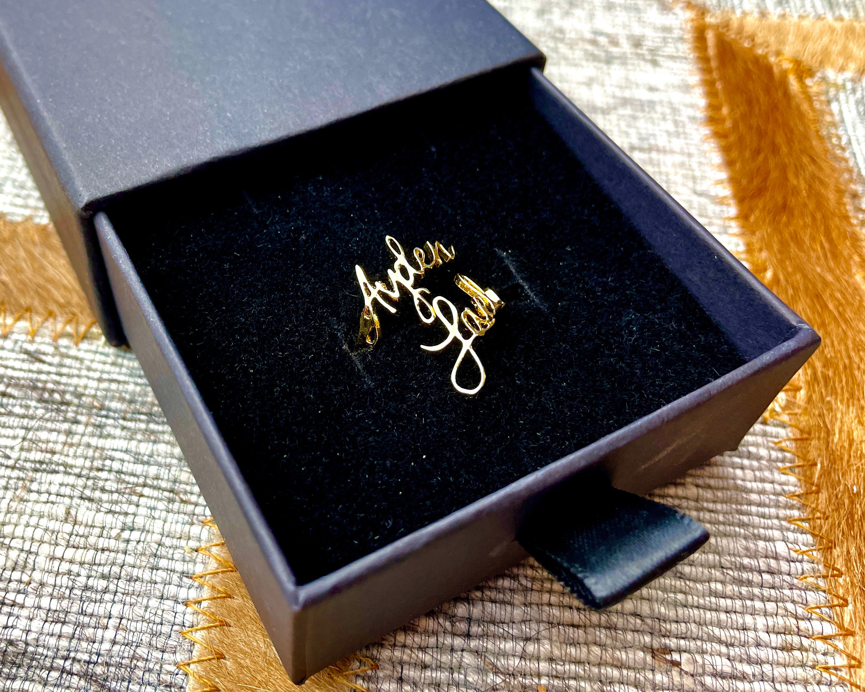 Custom Two Name Ring Handwrite Name Ring Personalized Ring - Etsy