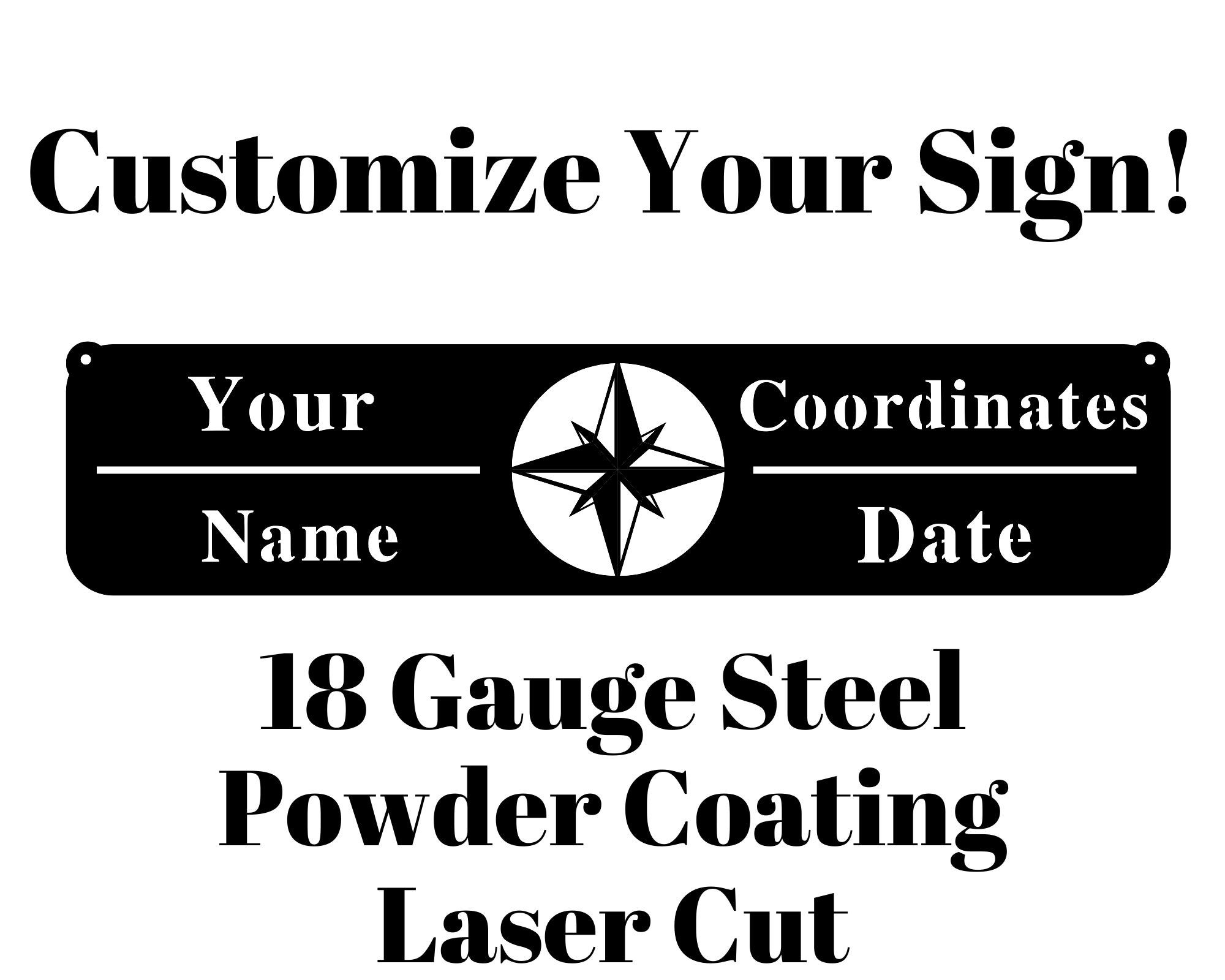Custom Metal GPS Coordinates Sign, Longitude Latitude Sign Metal ...