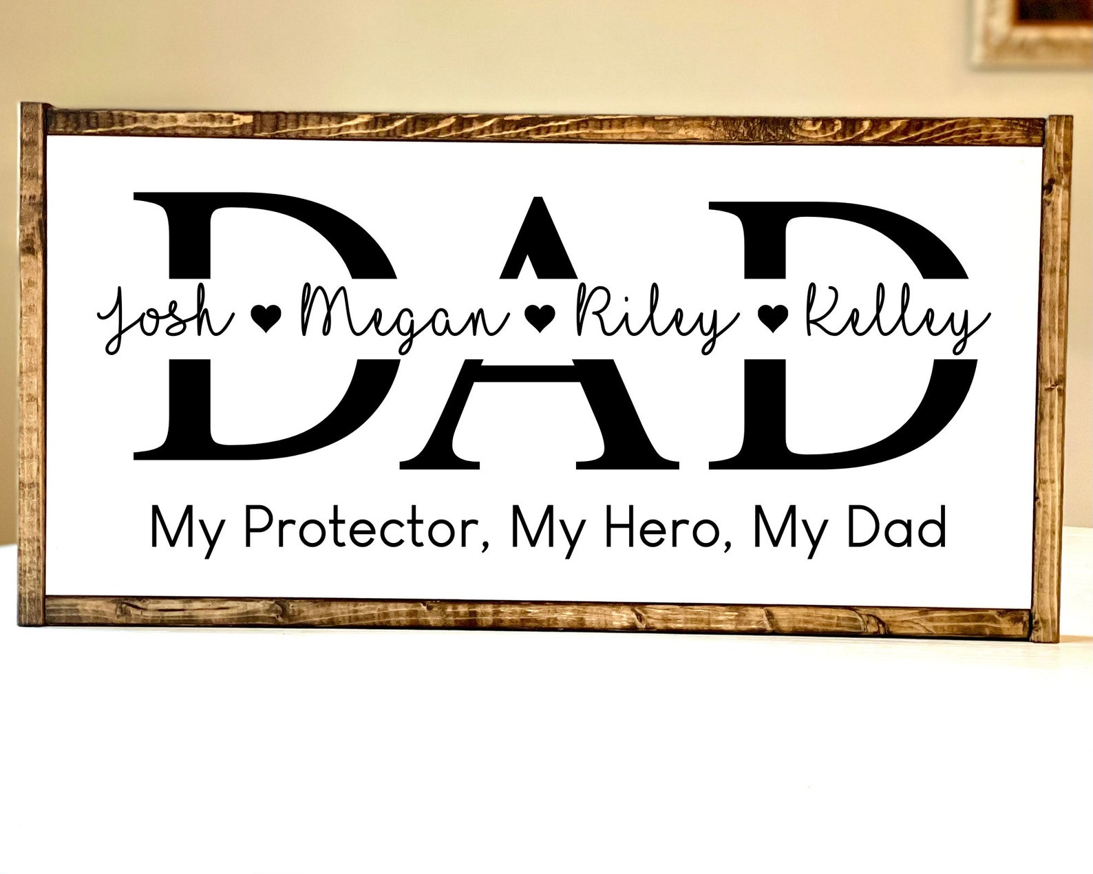 Personalized Dad Wood Sign With Kids Names My Protector My - Etsy