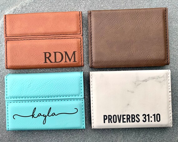 Personalized Business Card Holder Monogrammed Business Card Holder Customized Business Card Holder Custom Office Supplies Leatherette