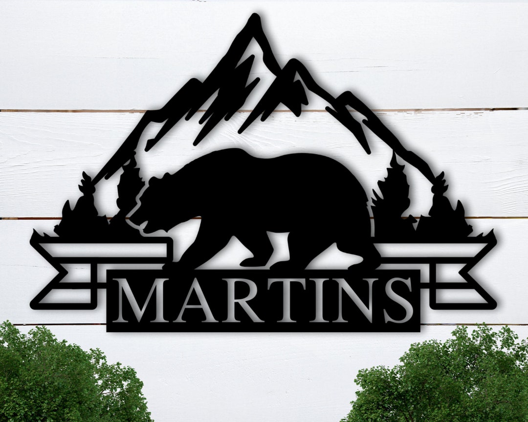 Bear Personalized Metal Sign-cabin Metal Sign- Family Name Sign Metal ...