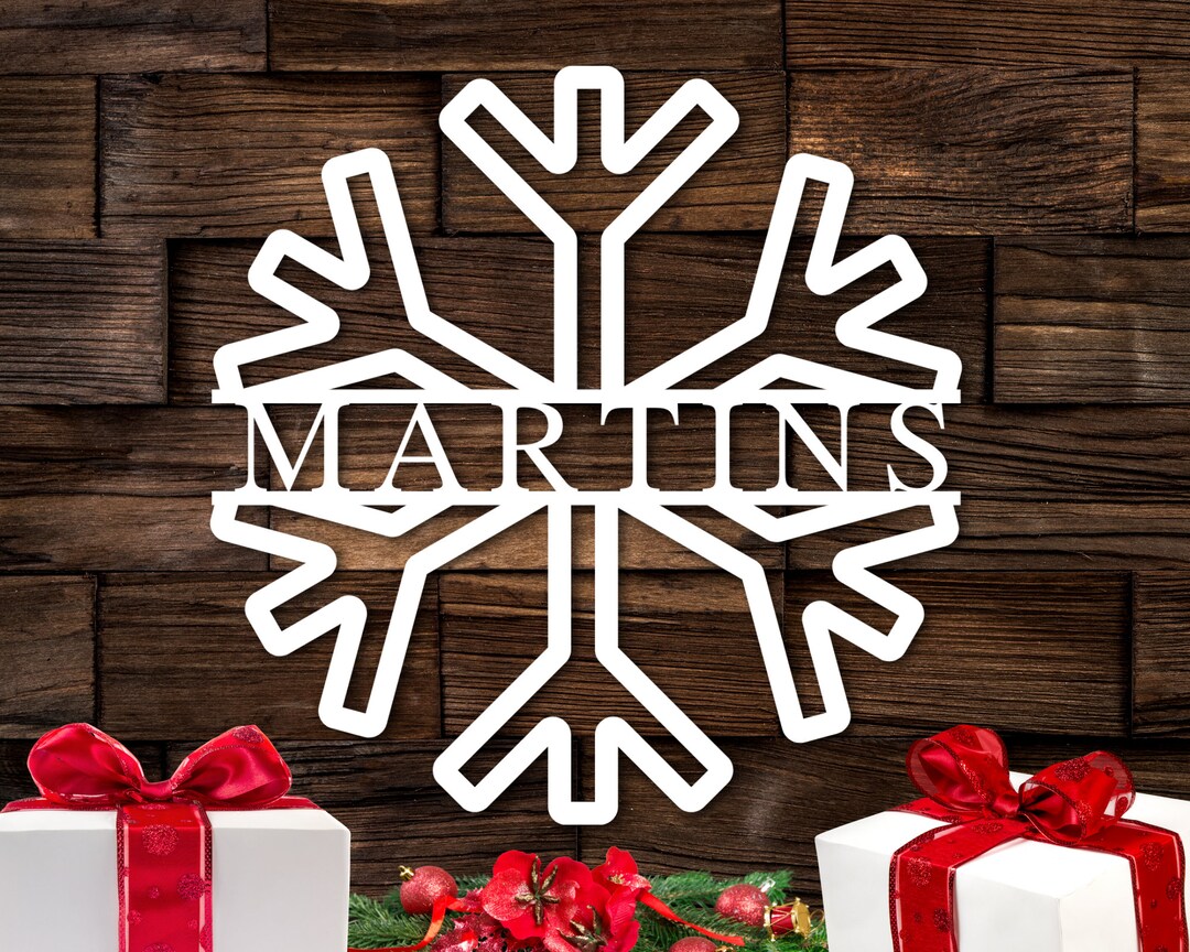 Last Name Metal Sign, Snowflake Metal Sign, Personalized Christmas Sign ...