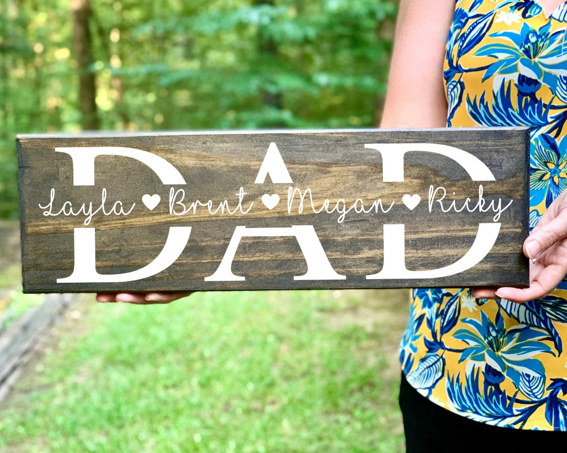 Personalized Fathers Day Gift Dad Sign With Kids Names - Etsy