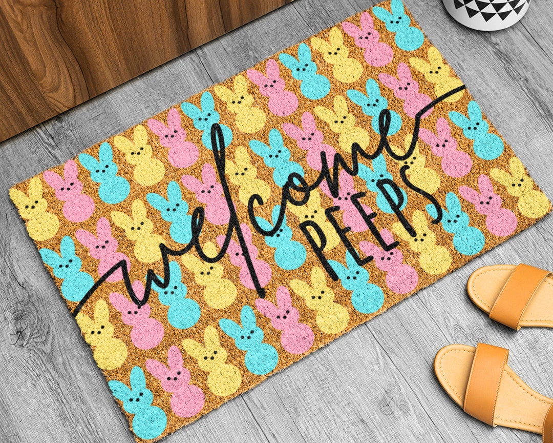 Welcome Peeps Easter Doormat, Easter Decor, Porch Decor, Home Decor ...
