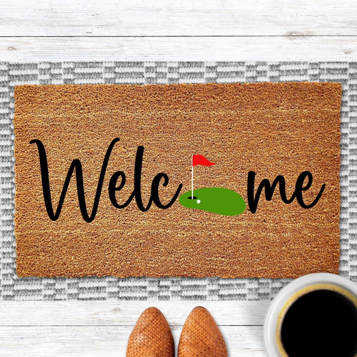 Golf Doormat, Golf Welcome Mat, Golf Decor, Golfer Gift, Outdoor Coir ...