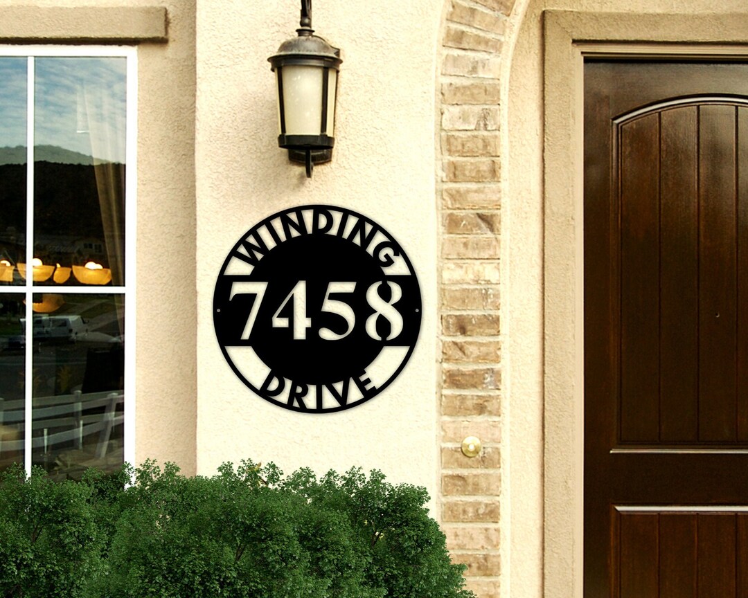 Metal House Numbers, Address Sign, House Number Plaque, Circle Address ...