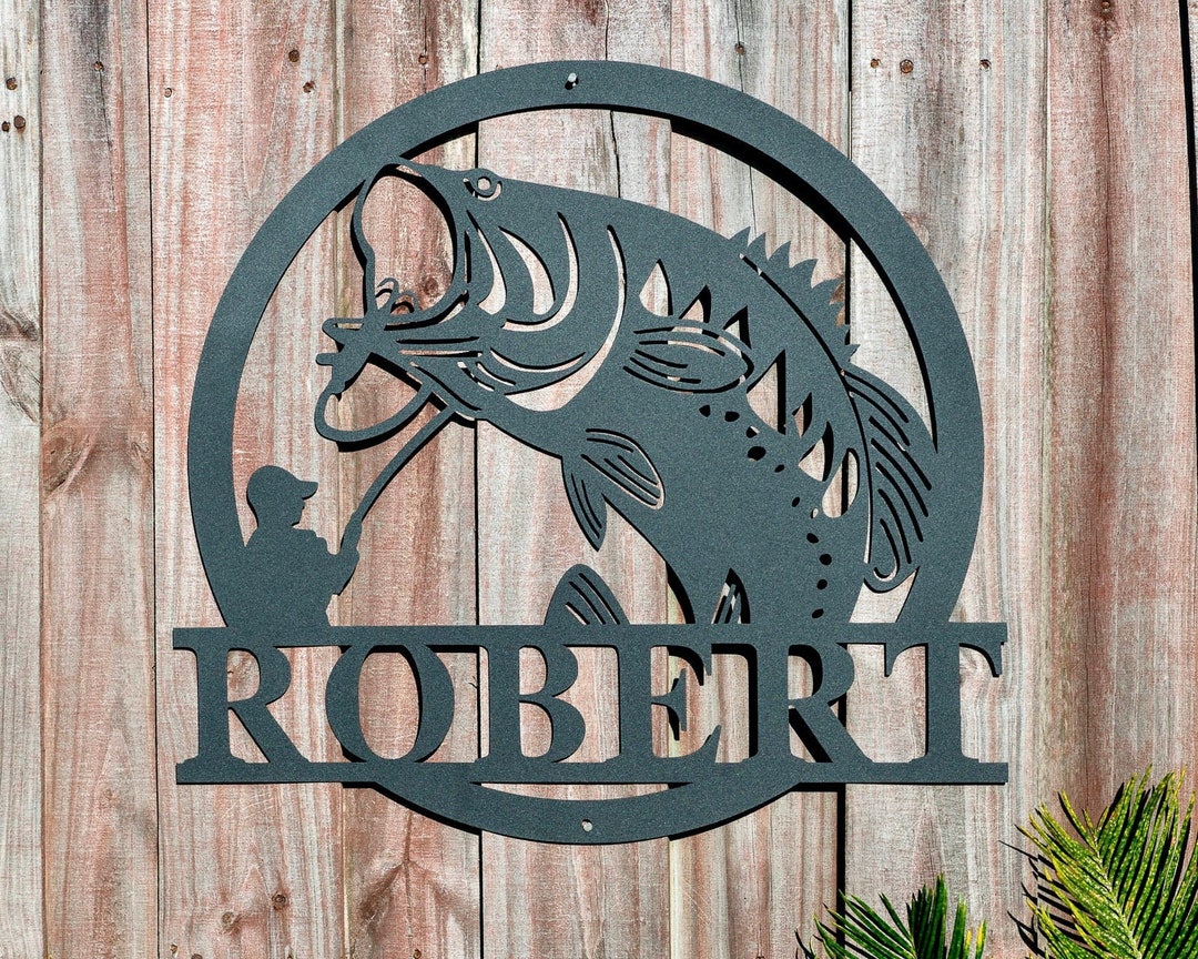Fishing Gifts for Men, Metal Fish Sign, Custom Fishing Metal Sign ...