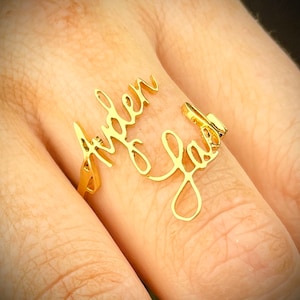 Double Name Ring, Two Name Ring in Gold, Silver, and Rose Gold ...