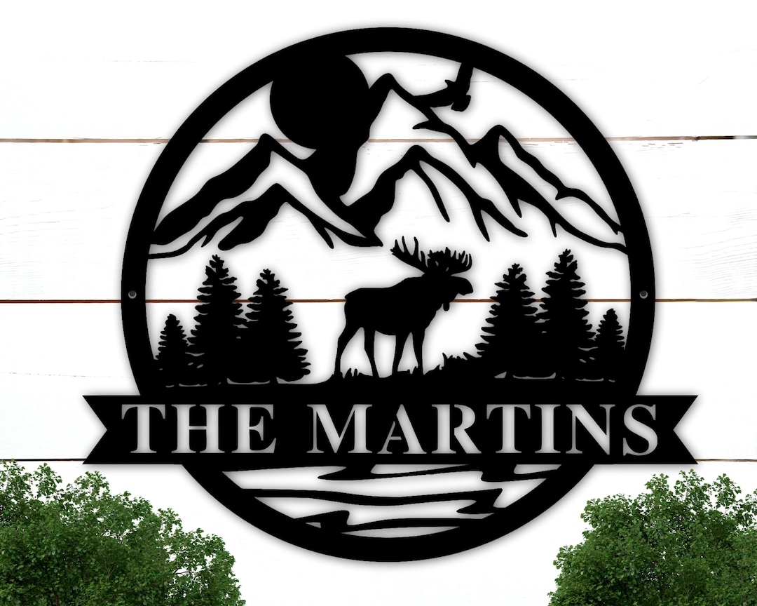 Metal Moose Sign, Personalized Moose Metal Sign, Last Name Moose Sign ...