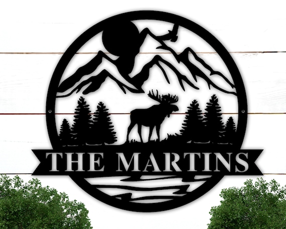 Metal Moose Sign Personalized Moose Metal Sign Last Name | Etsy
