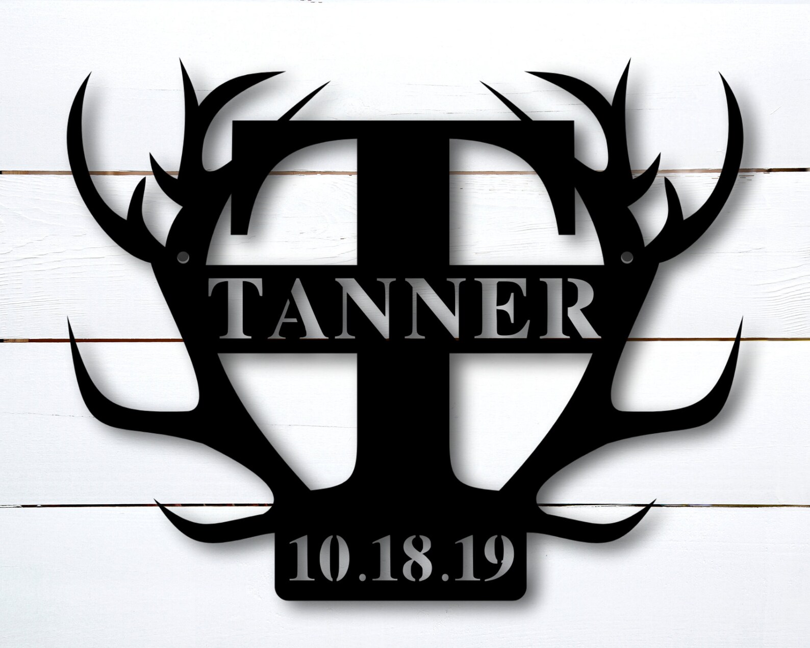 Metal Name Sign With Antlers Custom Metal Sign Personalized - Etsy