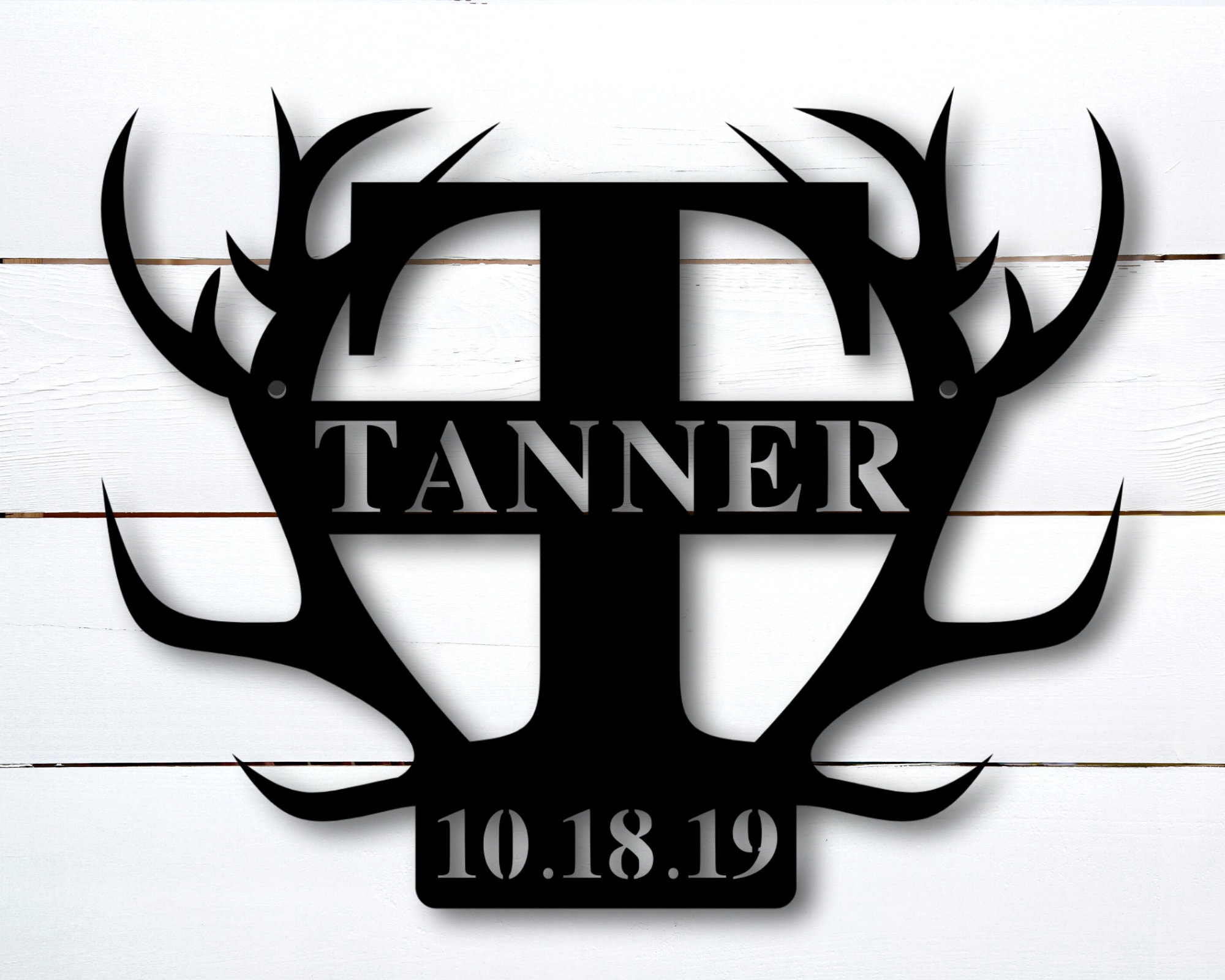 Metal Name Sign With Antlers Custom Metal Sign Personalized - Etsy