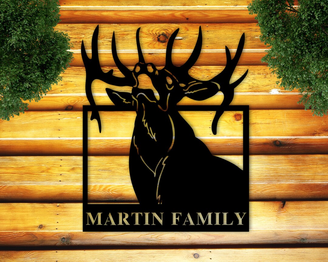 Personalized Metal Cabin Sign, Mountain Wedding Wall Art, Elk Metal ...