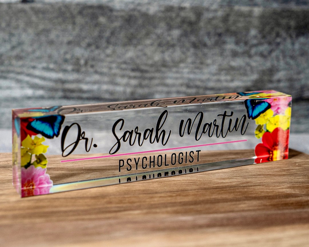 Desk Name Plate for Women, Custom Name Sign, Personalized Acrylic Desk ...