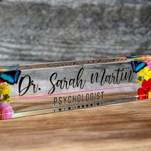 Desk Name Plate for Women, Custom Name Sign, Personalized Acrylic Desk ...