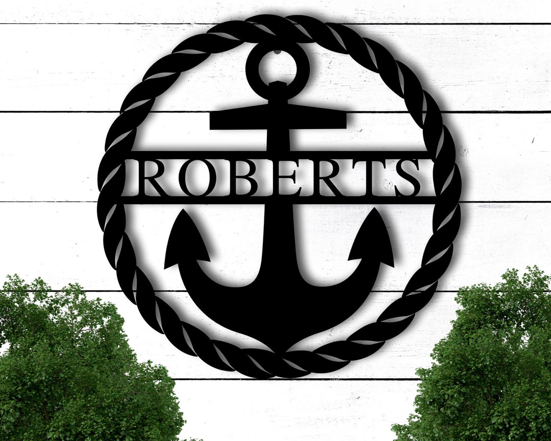 Custom Metal Anchor Name Sign, Anchor Wall Decor, Last Name Metal Sign ...