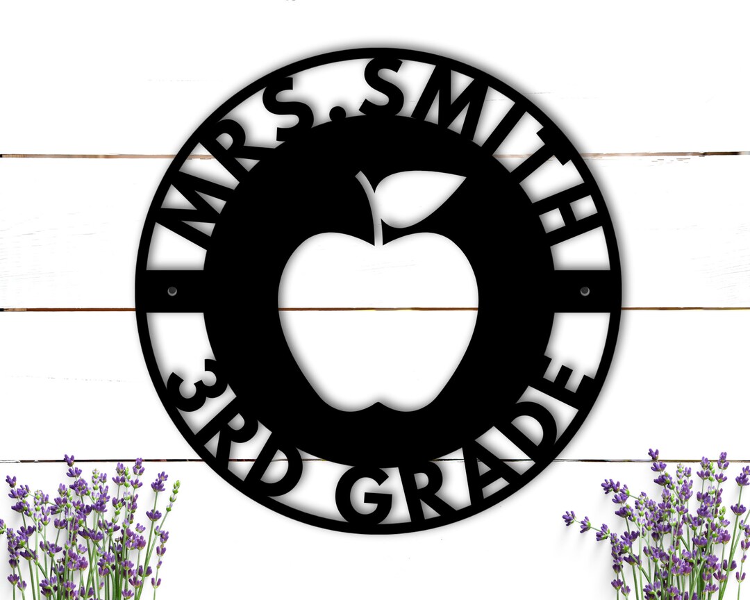 Teacher Door Sign, Metal Classroom Sign, Personalized Metal Door Hanger ...