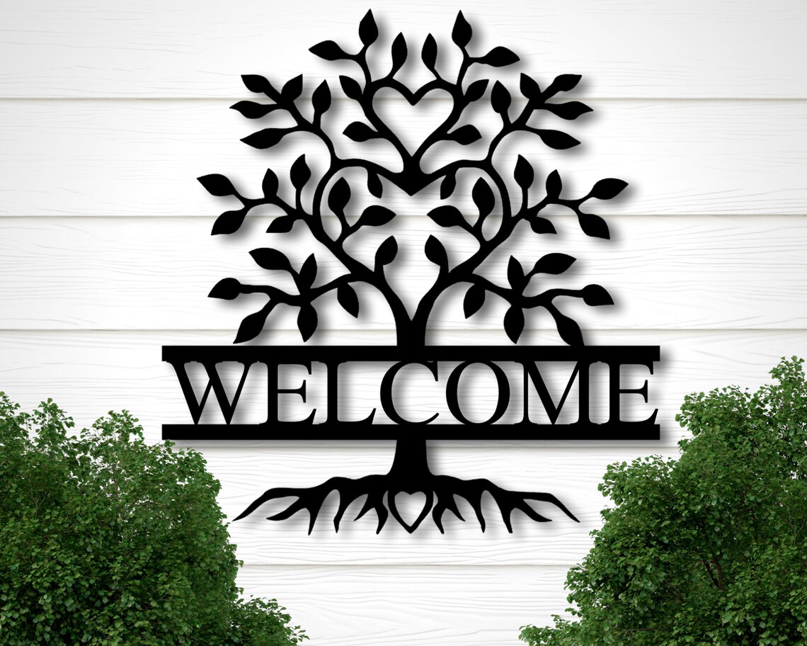Metal Welcome Sign for Front Porch Metal Wall Art Tree Sign - Etsy