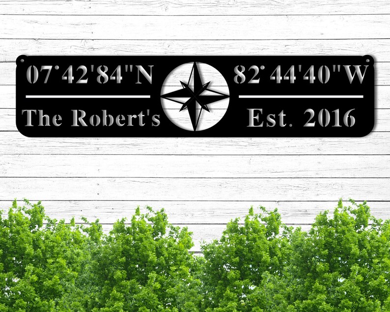 GPS Coordinates Sign, Custom Metal Sign, Metal Wall Art, Latitude and ...