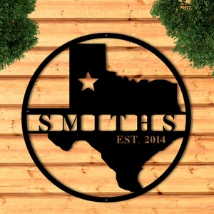 Custom Texas Metal Sign, Last Name Metal Sign, Metal Established Family ...