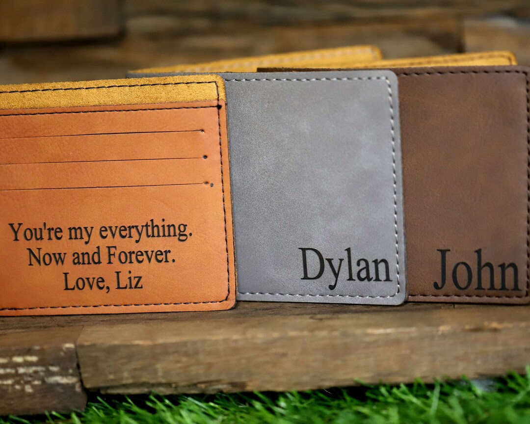 Personalized Slim Bifold Wallet for Men, Minimalist Wallet, Vegan ...