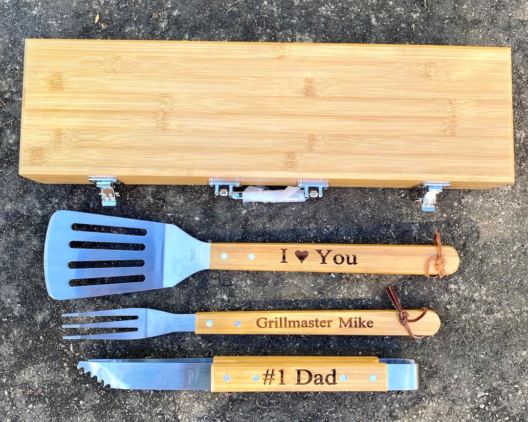 Personalized BBQ Grill Set, Grilling Gifts for Men, Personalized Grill ...