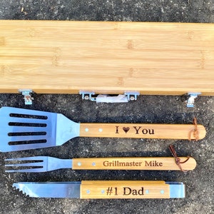 Personalized BBQ Grill Set, Grilling Gifts for Men, Personalized Grill ...