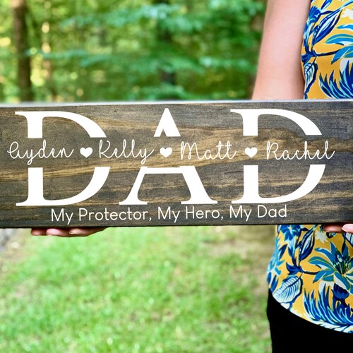 Dad Sign With Kids Names Personalized Dad Sign Sign With - Etsy