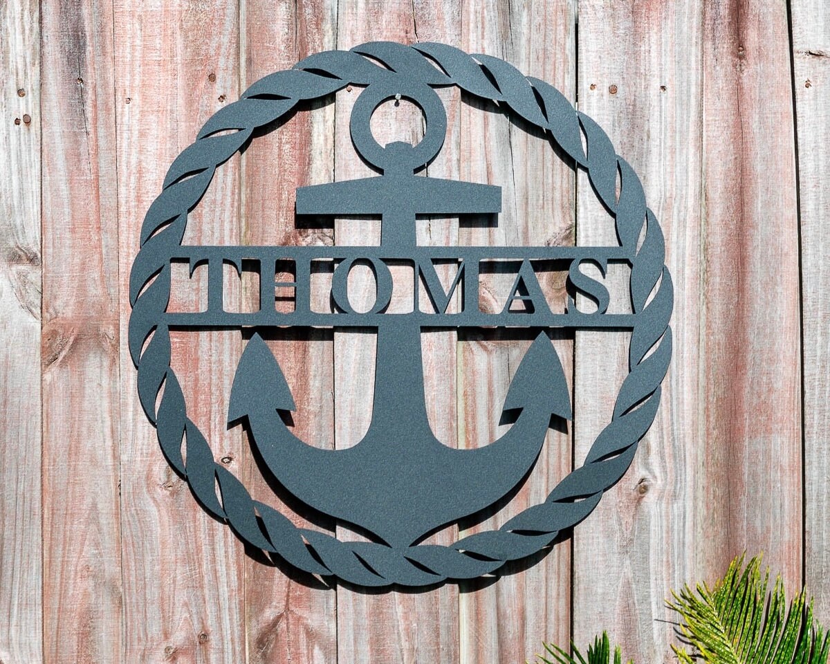 Personalized Anchor Metal Sign, Front Porch Last Name Sign, Anchor Name ...