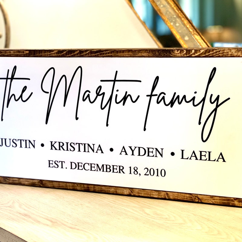 Family Name Sign With Kids Names - Etsy