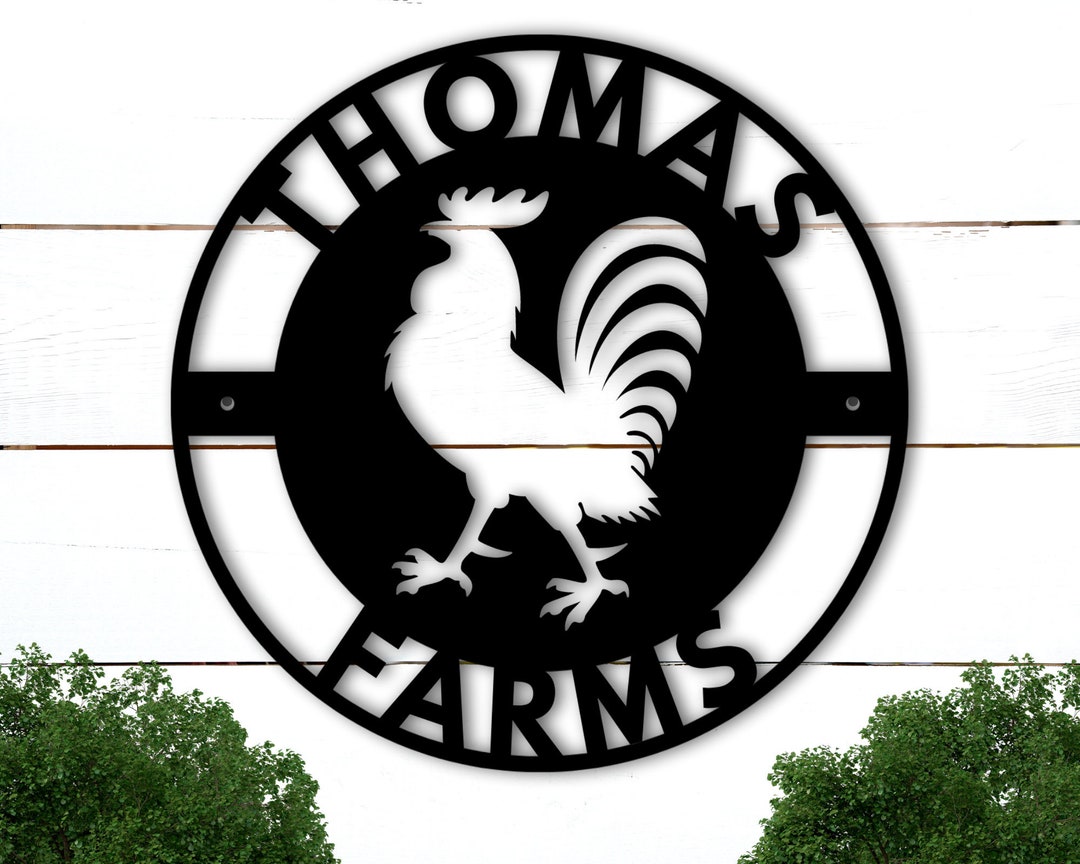 Metal Farm Sign, Personalized Farm Metal Sign, Rooster Metal Sign ...