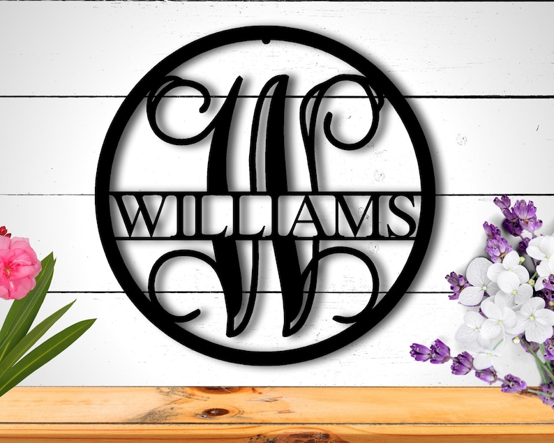 Custom Family Name Metal Sign Initial Sign Metal Monogram - Etsy