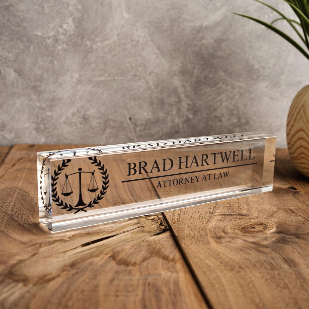 Lawyer Desk Name Plate, Clear JD Judge Nameplate, Lawyer Appreciation ...