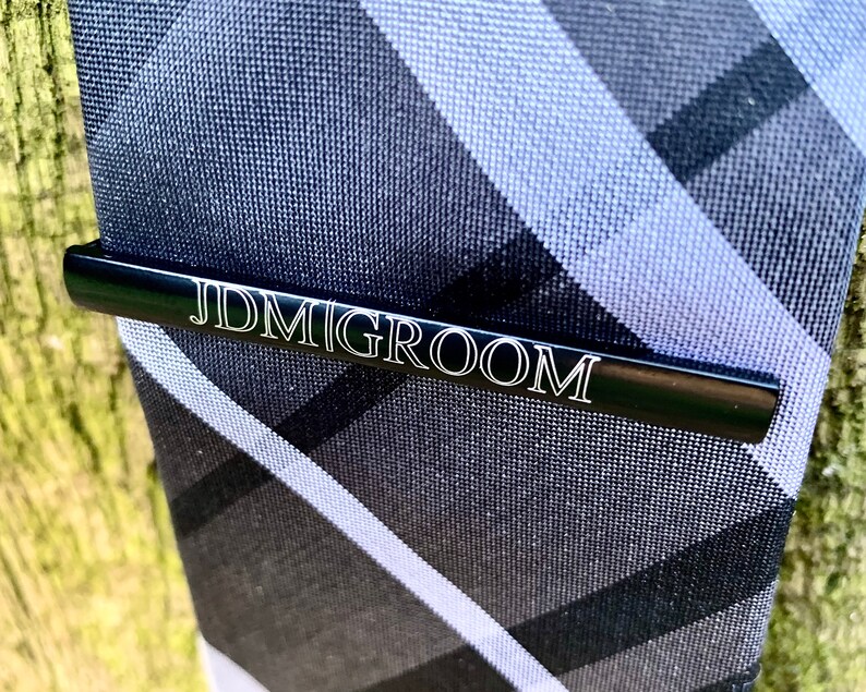 Engraved Tie Clip Black Tie Clip Personalized Tie Clip - Etsy