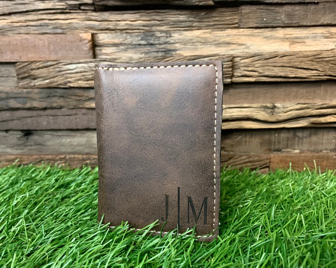 Personalized Trifold Leather Men's Wallet, Personalized Mens Wallet ...