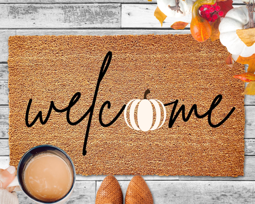 Pumpkin Welcome Mat, Pumpkin Doormat, Fall Doormat, Fall Decor, Doormat ...