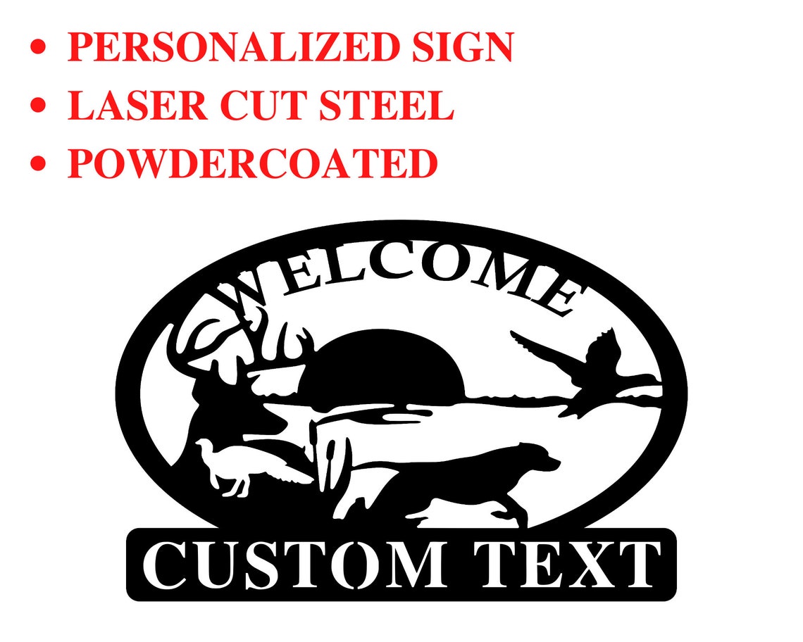 Custom Metal Hunting Sign, Personalized Deer Duck Turkey Sign, Cabin ...