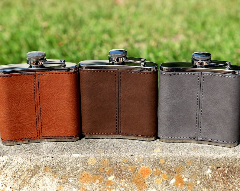 Personalized Leather Flask Groomsmen Flask Engraved Flask | Etsy
