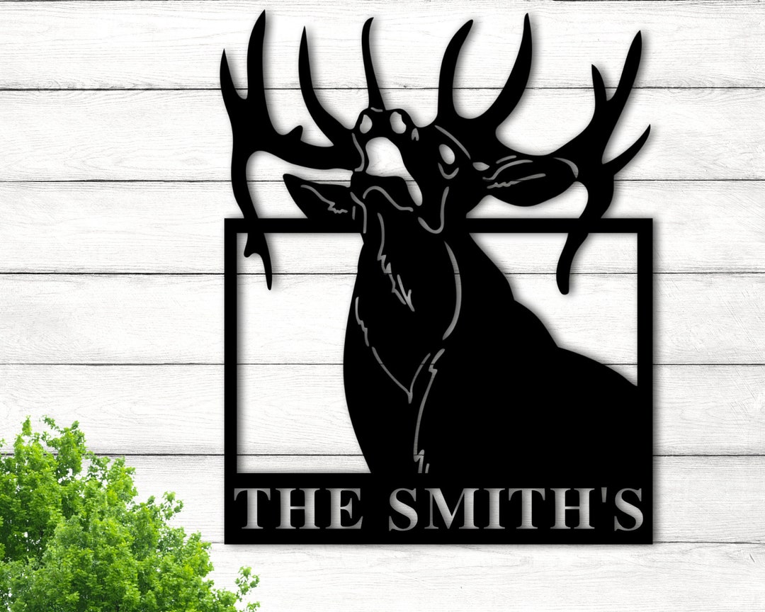 Custom Name Elk Metal Sign, Elk Metal Wall Decor, Family Name Metal ...