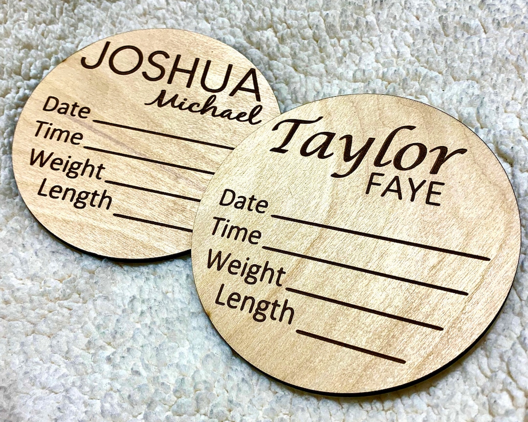 Newborn Baby Stats Sign, Birth Announcement Sign, Wooden Sign, Round ...