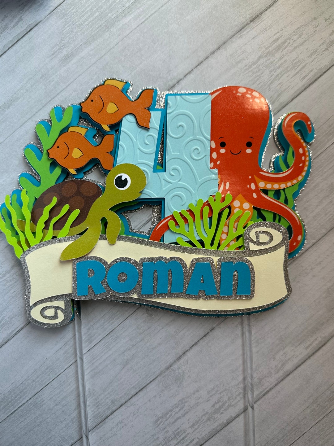 Custom Ocean Cake Topper for Birthday Party, Under the Sea Cake Topper ...