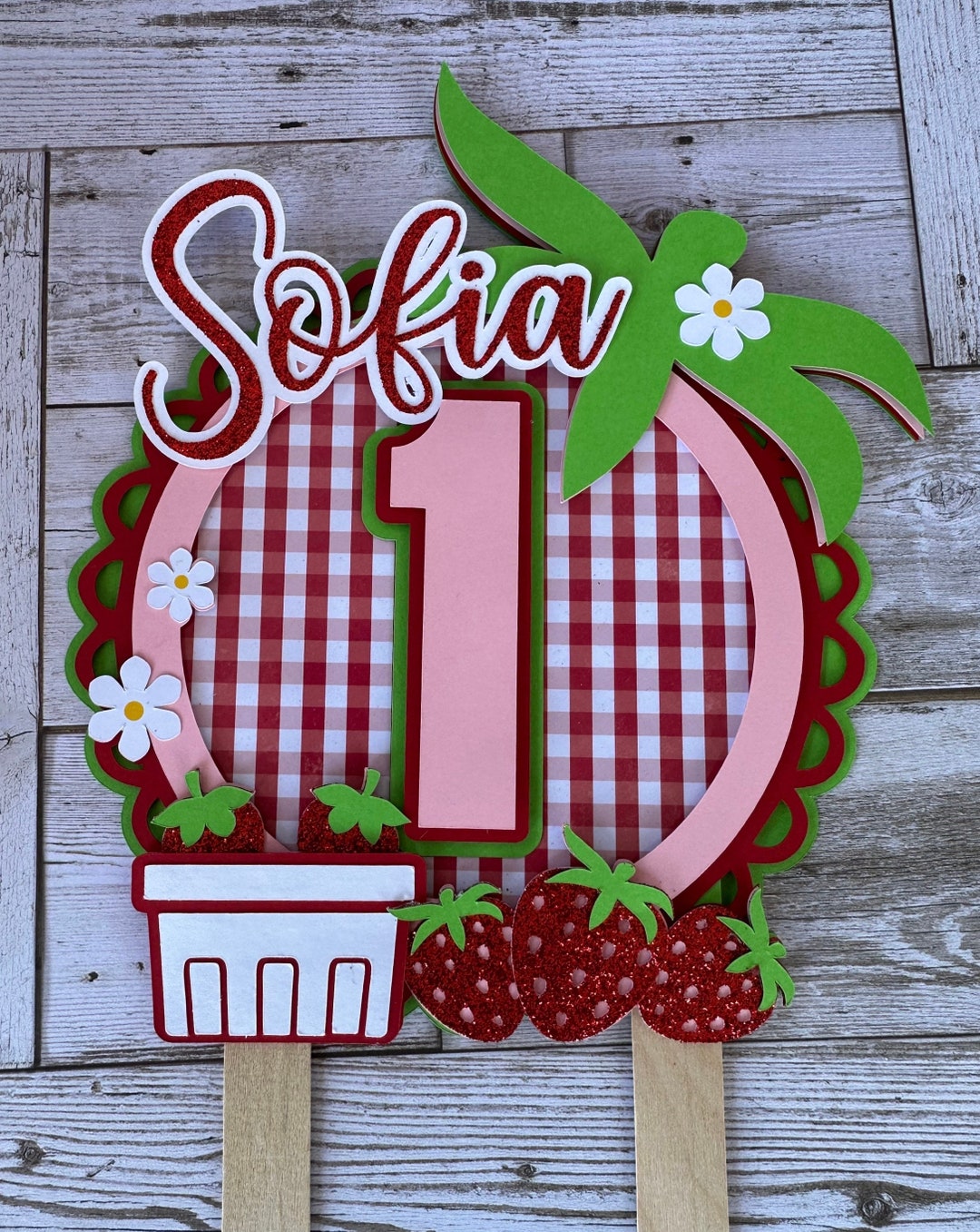 Strawberry Cake Topper Fruit Decoration, Strawberry First Birthday ...