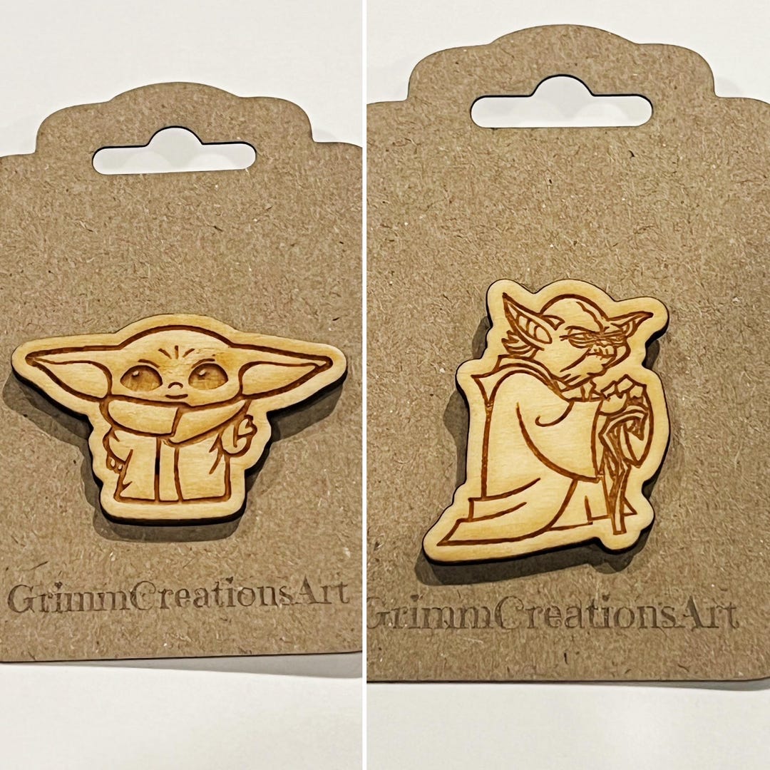 Grogu and Yoda Wooden Pins - Etsy