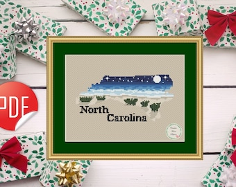 North Carolina Landscape Cross Stitch Pattern - Etsy