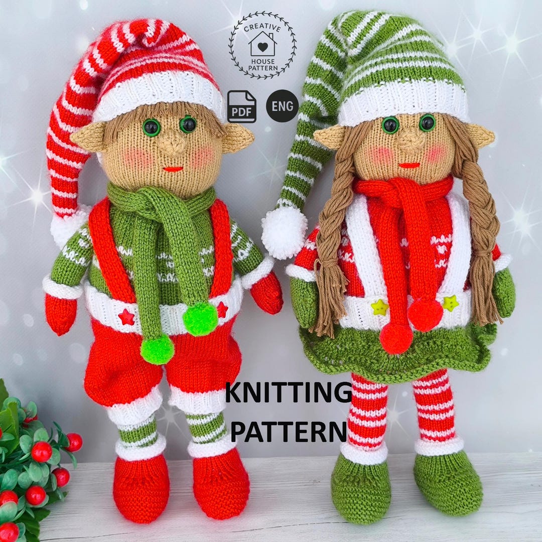 Elves Knitting Pattern PDF English, Knitted Decorations, Holiday Knitting, Christmas Ornament ...