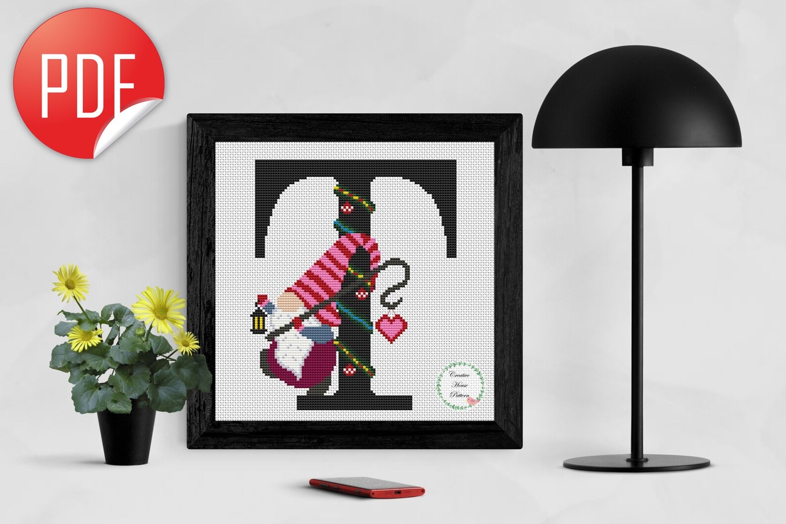 Letter T Cross Stitch Pattern Christmas Gnome Cross Stitch - Etsy