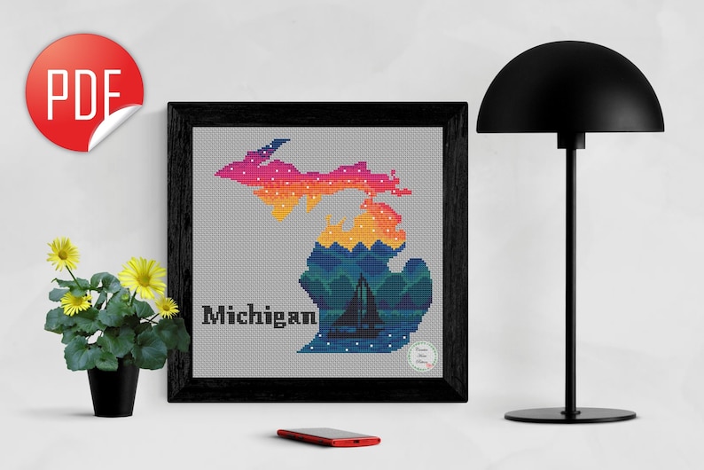 Michigan State Cross Stitch Pattern Nature Counted Cross - Etsy