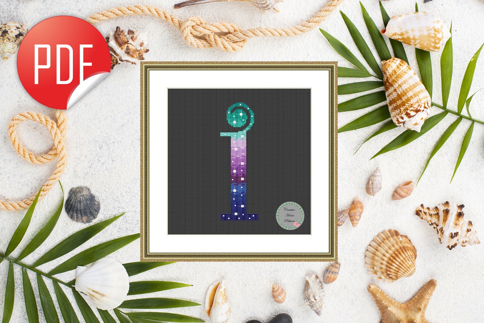 Letter I Cross Stitch Pattern Starry Night Cross Stitch | Etsy